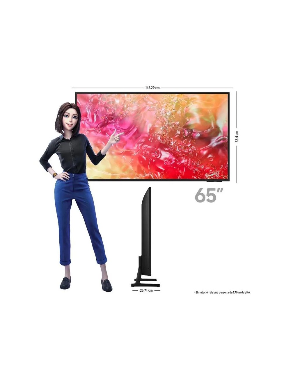 Pantalla 65" Samsung UN65DU7000FXZX Smart TV 4K UHD Crystal